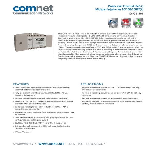 ComNet CNGE1IPS Data Sheet | PDF