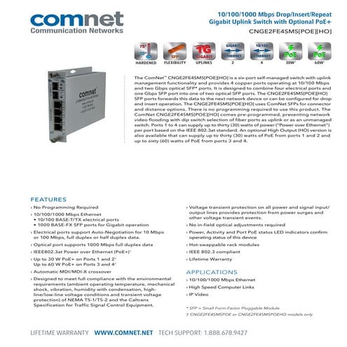 ComNet CNGE2FE4SMS Data Sheet | PDF