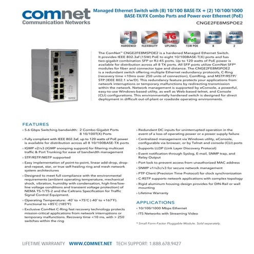 ComNet CNGE2FE8MSPOE2 Data Sheet | PDF