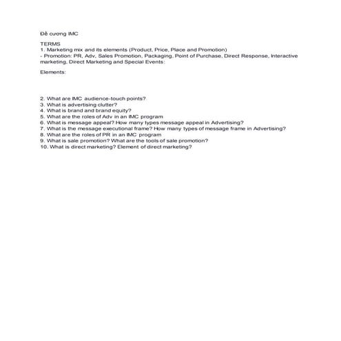 đề Cương imc | DOCX