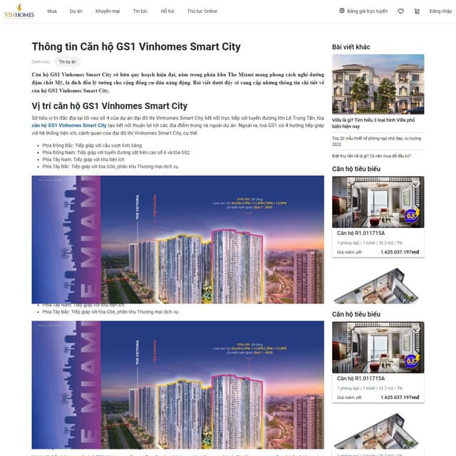 Căn hộ GS1 Vinhomes Smart City - Giá bán & Ưu đãi mới nhất | PDF