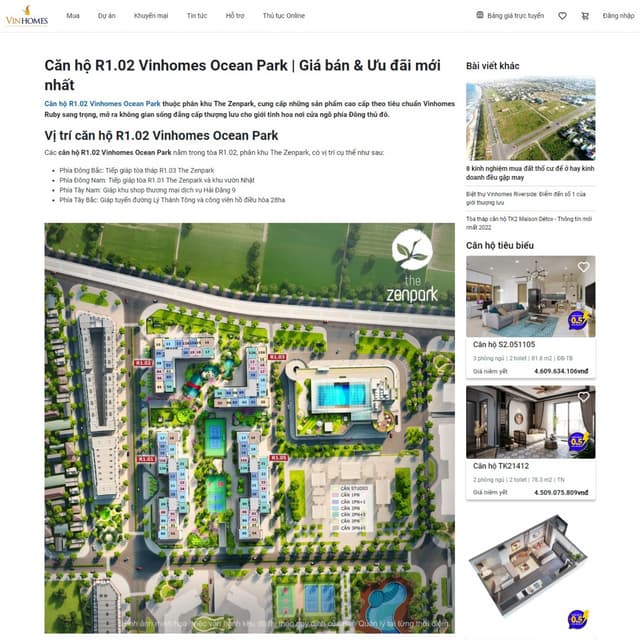 Căn hộ R1.02 Vinhomes Ocean Park hướng Tây | PDF