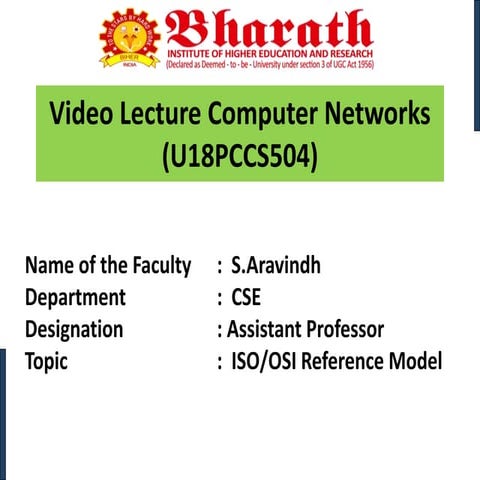 Computer Networks Iso Osi Reference Model Pptx Computing Technology And Computing