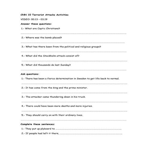 CNN 10 Terrorist Attacks Activities | DOC