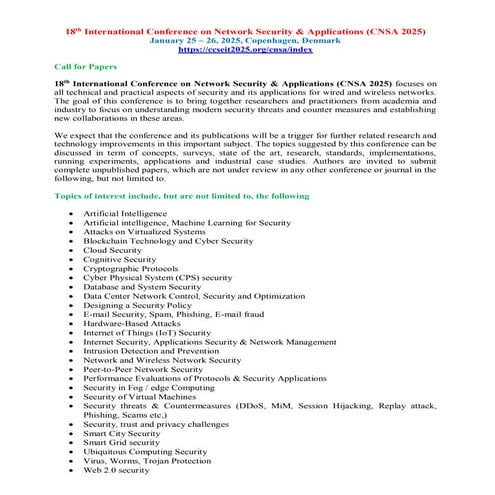 CFP - 18th International Conference on Network Security & Applications ...