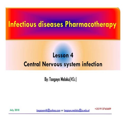 Pharmacotherapy of Central Nervous system infections | PDF