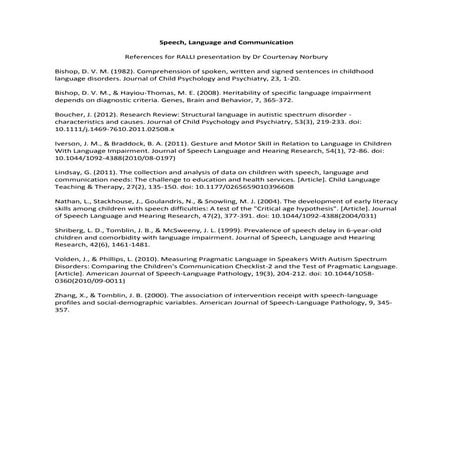 Speech, language and communication: references | DOCX