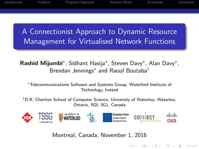 A Connectionist Approach To Dynamic Resource Management For Virtualised Network Functions Ppt