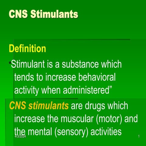 Central Nervous System Stimulants presentation | PPT