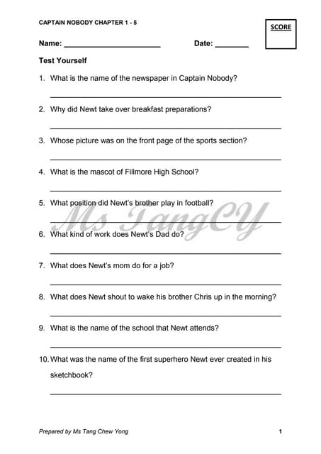 Captain Nobody Chapter 1 5 summary | PDF