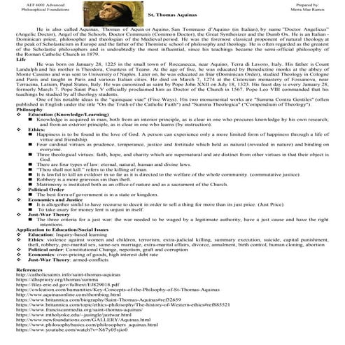 St. Thomas Aquinas (for Submission) | PDF