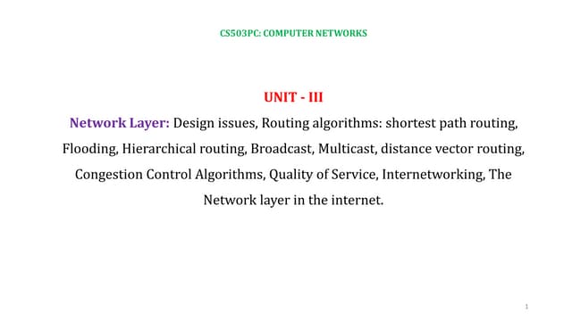 Computer Networks Chapter 3 Network Layer Notes Cse 3rd Year Sem 1 Ppt 2862