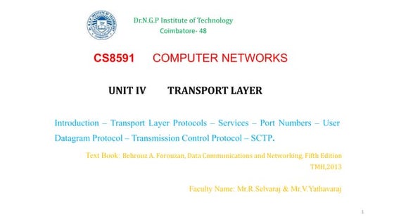 Transport layer protocols : TCP and UDP | PPTX