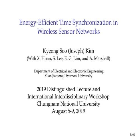 Energy Efficient Time Synchronization In Wireless Sensor Networks Ppt