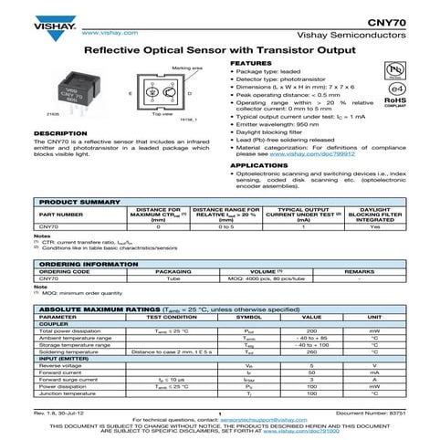 Cny70 sensor | PDF