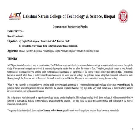 CO-3 PN & Zenor Diode experiment btech.pdf