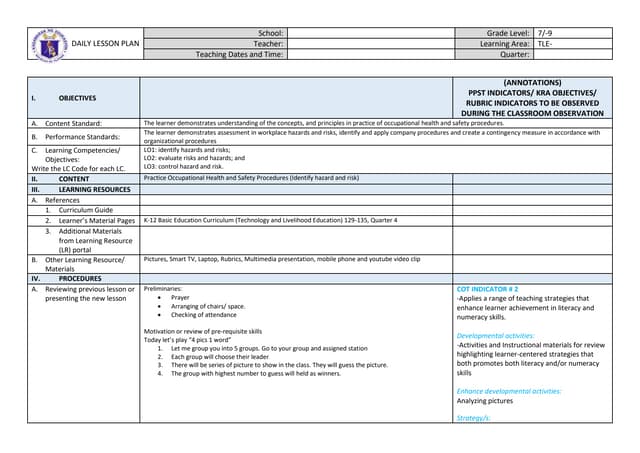 Lesson 7_Practice Occupational Health and Safety Procedures (LO1) | PPTX