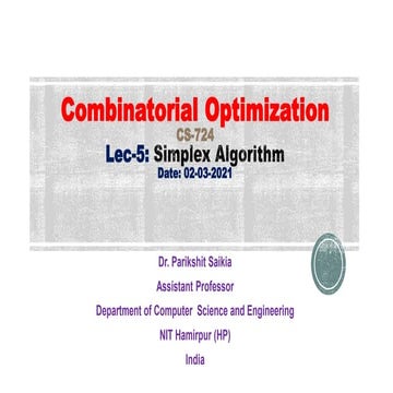 Combinatorial Optimization Co 6 Ppt 1098