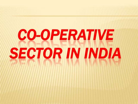 Co Operative Movement In India | PPTX