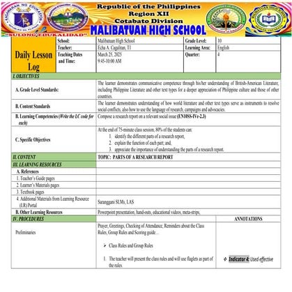 DLL- English 10 with Annotations, NEW DEPED | DOCX