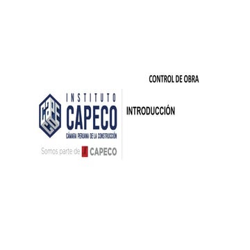 CAPECO - CONTROL DE OBRA - SEMANA 1 DE CLASES | PDF
