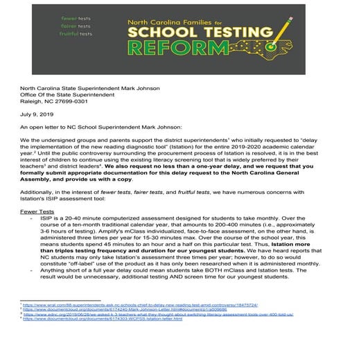 NC Families for School Testing Reform | PDF