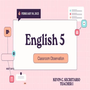 Classroom Observation English Grade 5 week 2 | PPTX
