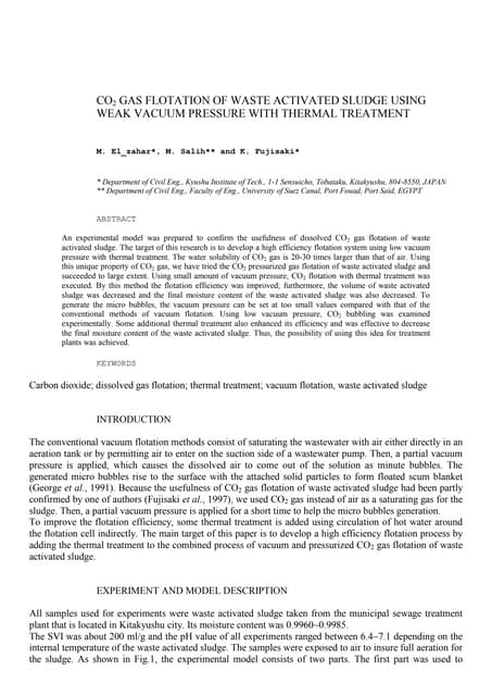 Experimental studies on flotation of waste activated sludge using ...