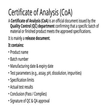 DOCUMENTATION -- CoA & SPECIFICATIONS | PPTX