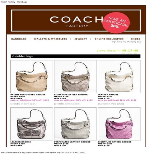 Coach Factory Outlet Bags Summer June 2011 Big Sale Price List for Re ...