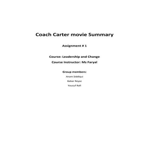 Coach carter movie summary | PDF