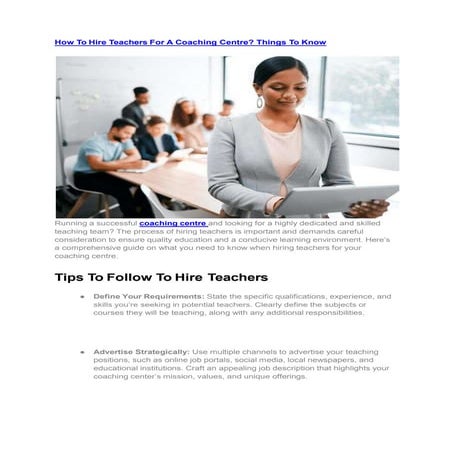 Coaching Centre- How To Hire Teachers For It.pptx