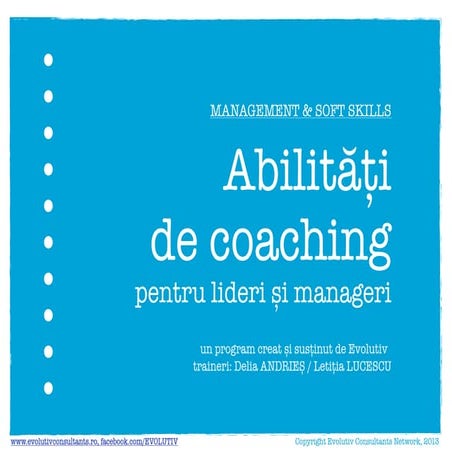 Abilitati de coaching pentru lideri si manageri - Evolutiv | PDF