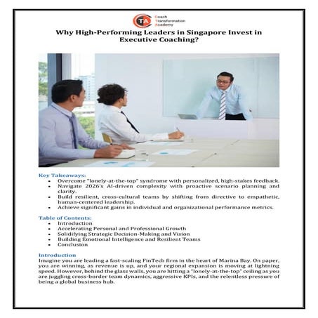 Coach Transformation Academy - Why Leaders in Singapore Invest in ...