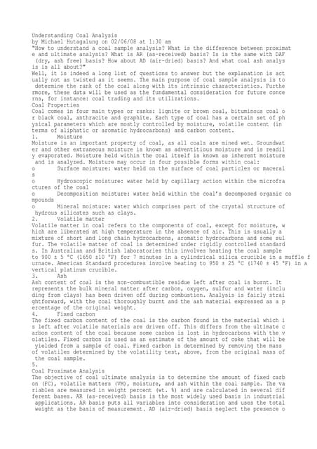 analysis of coal,proximate analysis of coal | PPTX