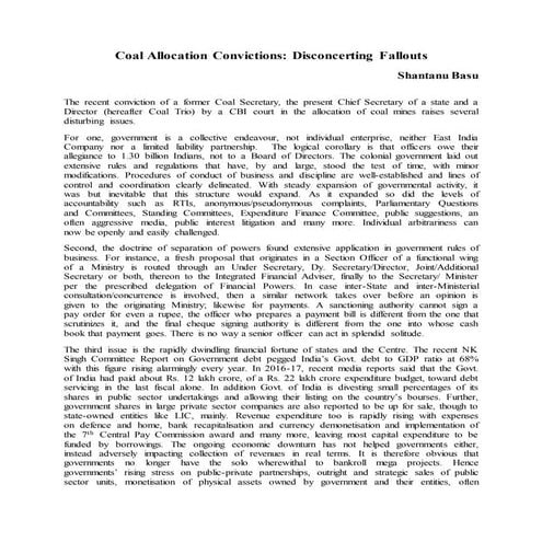 Coal Scam Convictions: Disconcerting Fallouts | DOCX | Business Accounting & Finance | Business