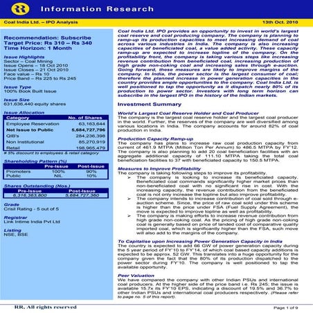 Coal india ipo_analysis | PDF