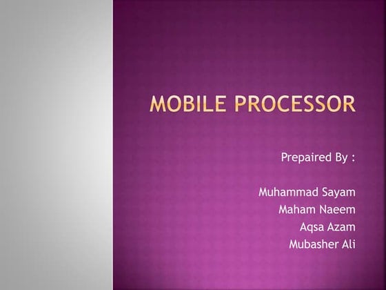 CPU Architectures for Mobile Phone Devices | PPTX