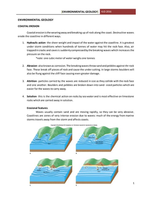 Marine Erosion Process And Erosional Landforms | PPT | Geology | Science