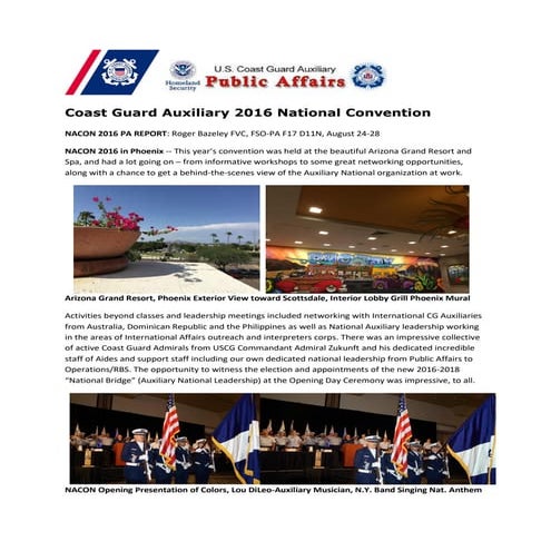 NACON 2016 USCG-Auxiliary, Roger Bazeley USCGAUX PA Report | PDF