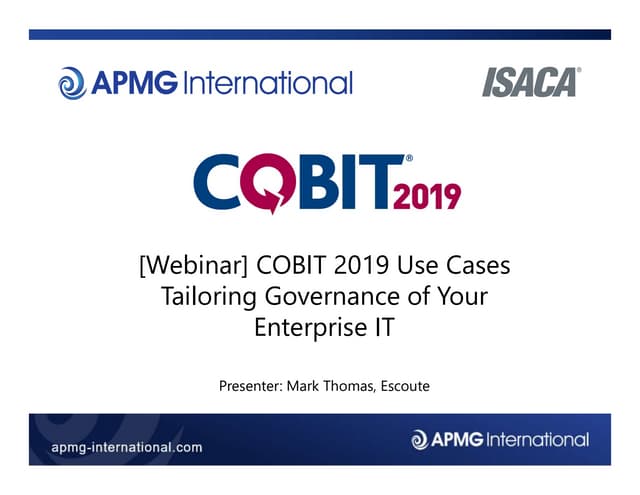 Cobit 2019 Framework By Isaca