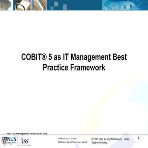 Cobit 5 As An It Management Best Practices Framework By Goh Boon Nam