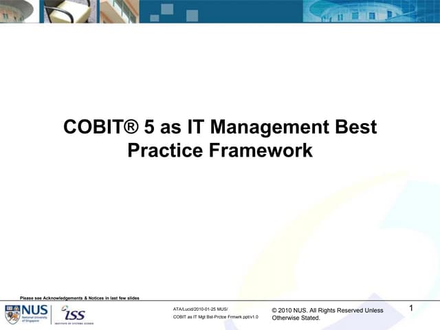 Cobit 5 As An It Management Best Practices Framework By Goh Boon Nam