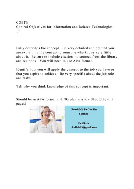 Cobit Control Objectives For Information And Related Technologies Docx