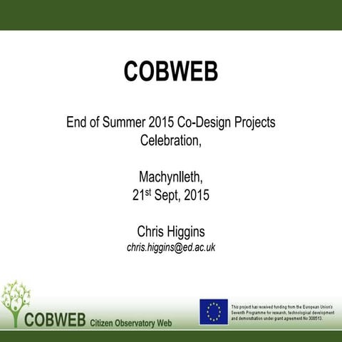 COBWEB Project: Overall Project Status and Deliverables | PPT