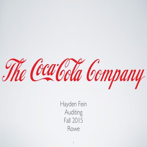 Coca Cola Audit Presentation: Planning the Audit | PDF