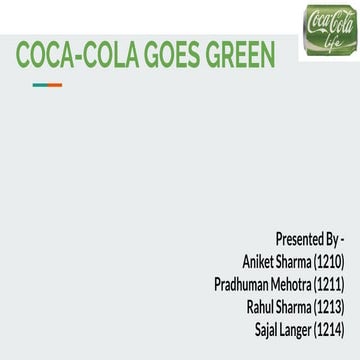 Coca cola goes green | PDF