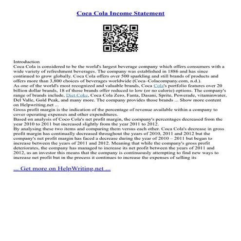 Coca Cola Income Statement | PDF