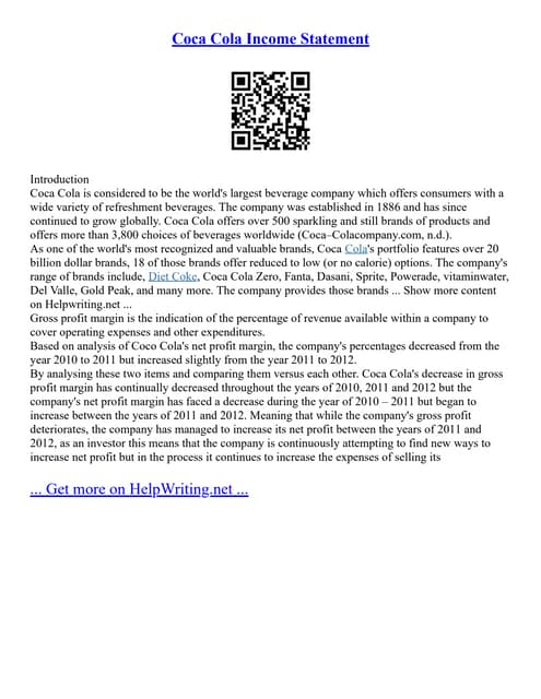 Case Study on Coca Cola Company | PPTX