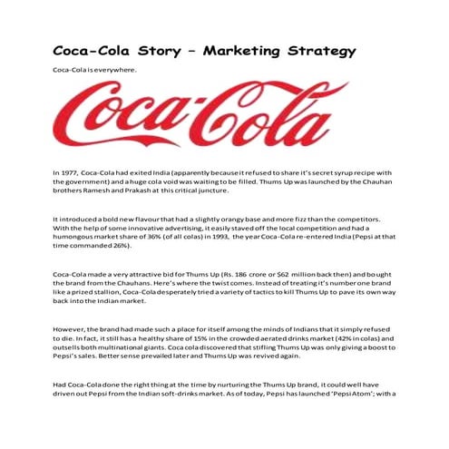 Coca cola marketing strategy | PDF